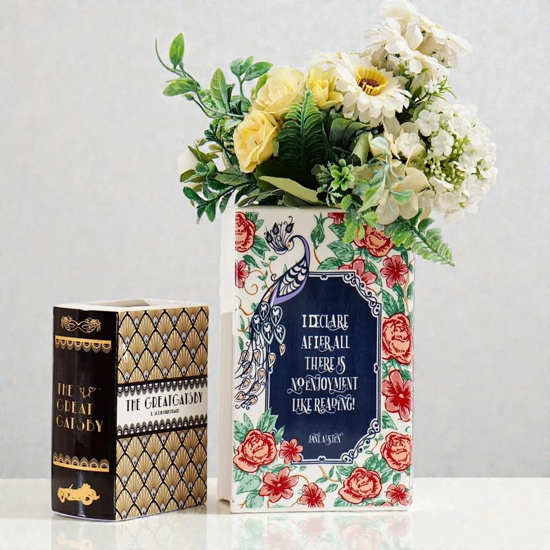 Ceramic Book Vase Pride and Prejudice Bookshelf Decor Cute Literary ...