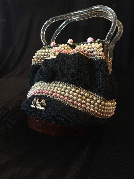 Vintage pouch purse 1940 "Rococo "vintage unique pie… - Gem