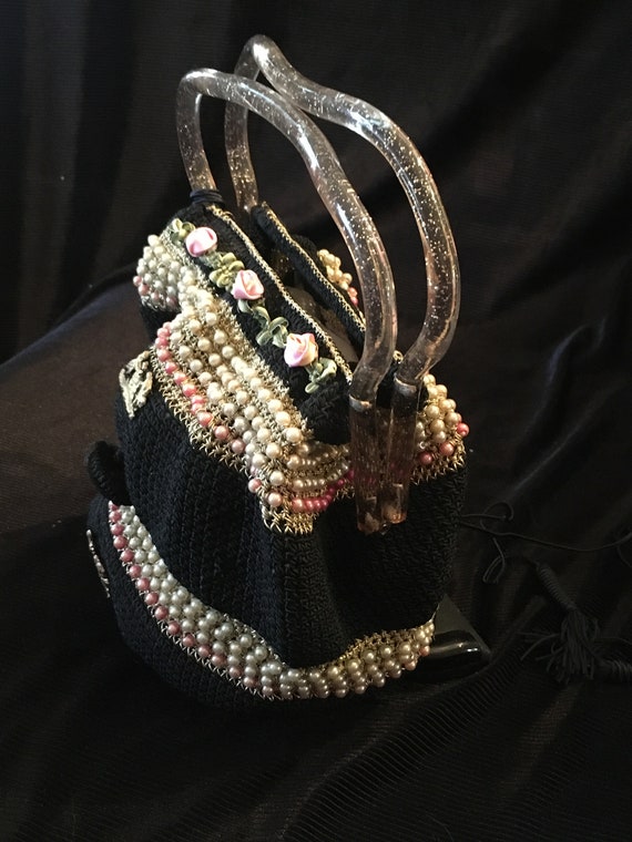 Vintage pouch purse 1940 "Rococo "vintage unique pie… - Gem