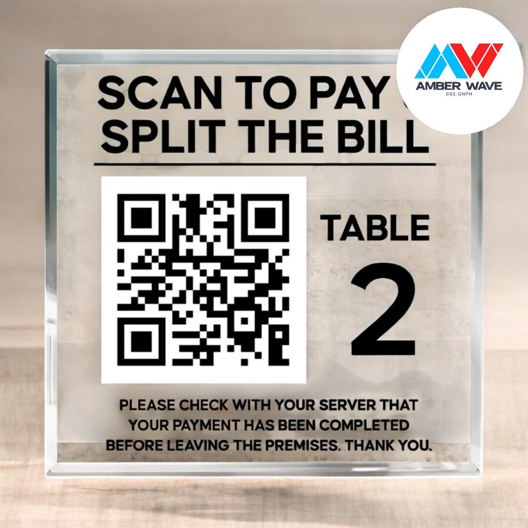 Custom QR Code Table Payment Sign – Scan to Pay & Split the Bill ...