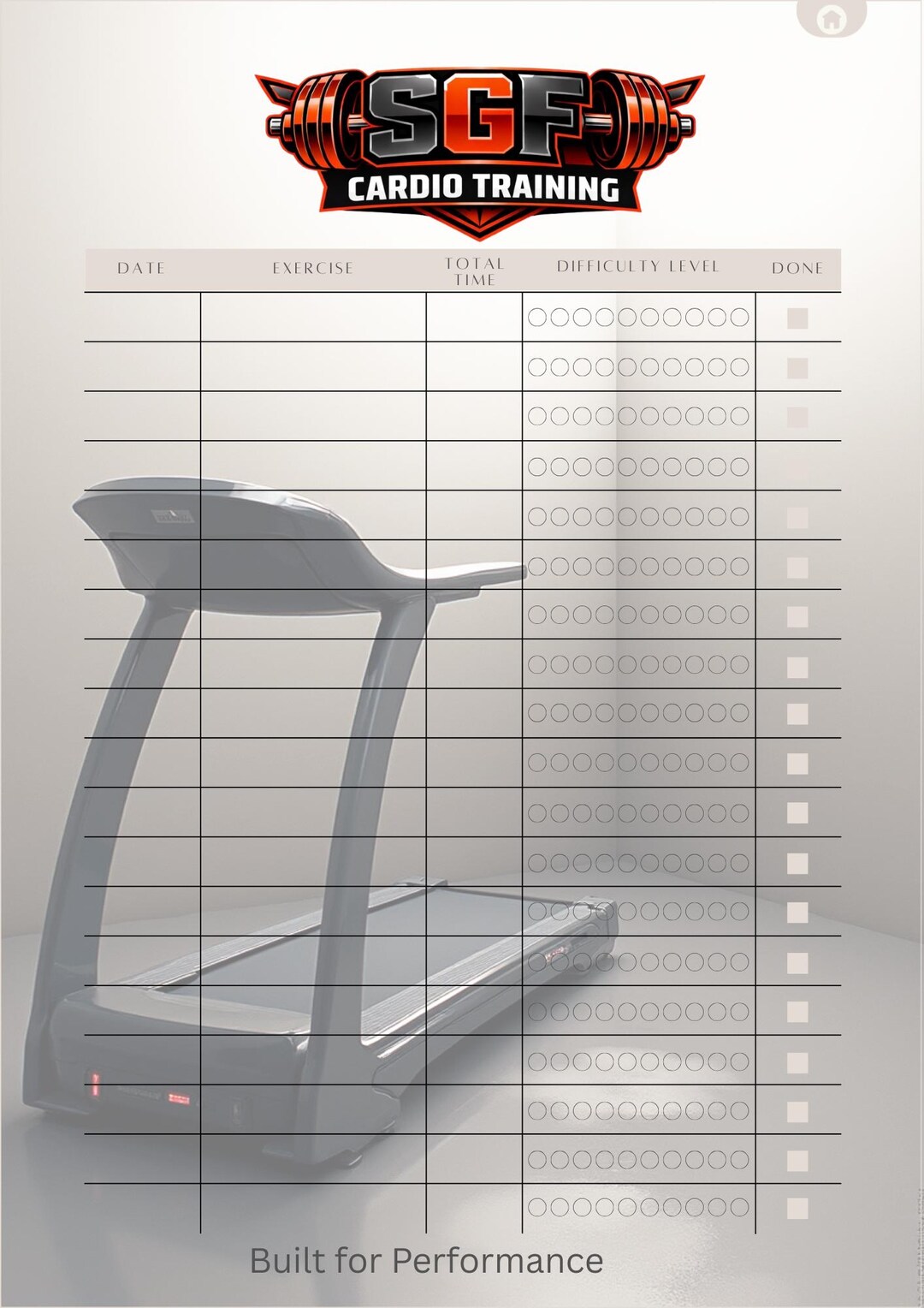 Printable Cardio Workout Log PDF | Fitness Training Tracker | Exercise ...