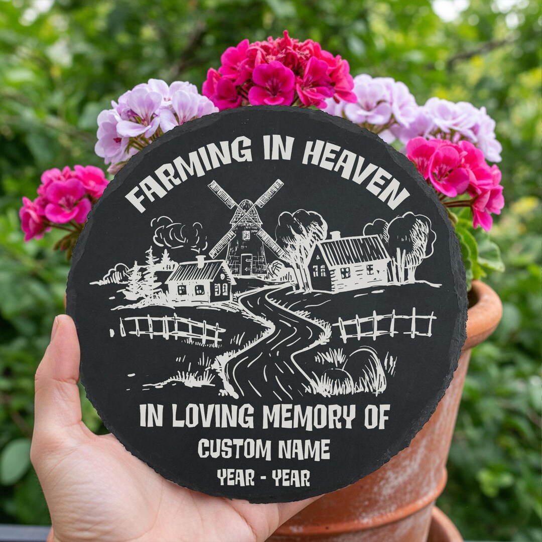 Personalized Farming Memorial Slate Stone, in Loving Memory, Farm ...