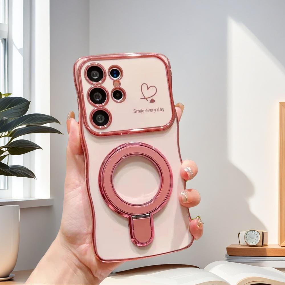 Wave Plating Love Heart Phone Case for Samsung Galaxy S26 / S25 Ultra ...