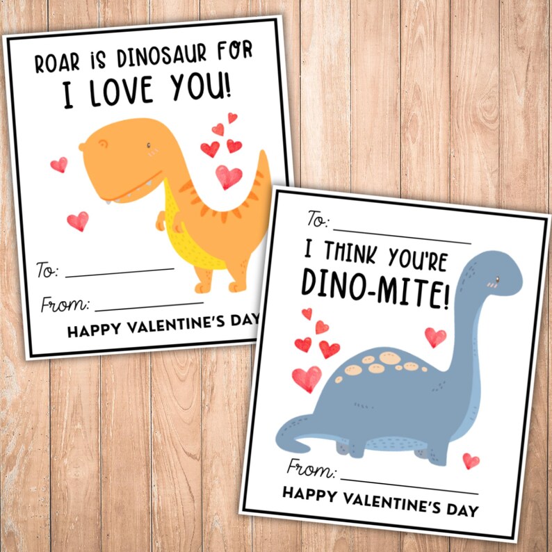 Dinosaur Valentine Cards for Kids Printable | Cute Dino Classroom ...