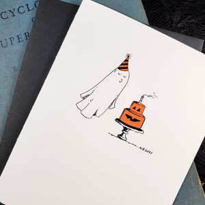 Ghost / Halloween / October Birthday Card | Etsy