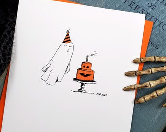 Cute Halloween Ghost Birthday Card Halloween Birthday Card - Etsy
