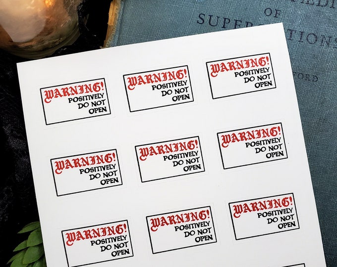 Warning: Positively Do Not Open / Sticker Set (24 Stickers) - Etsy