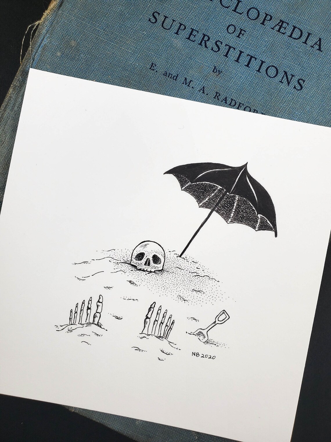 Skeleton Buried Under Sand Art Print unframed | Etsy