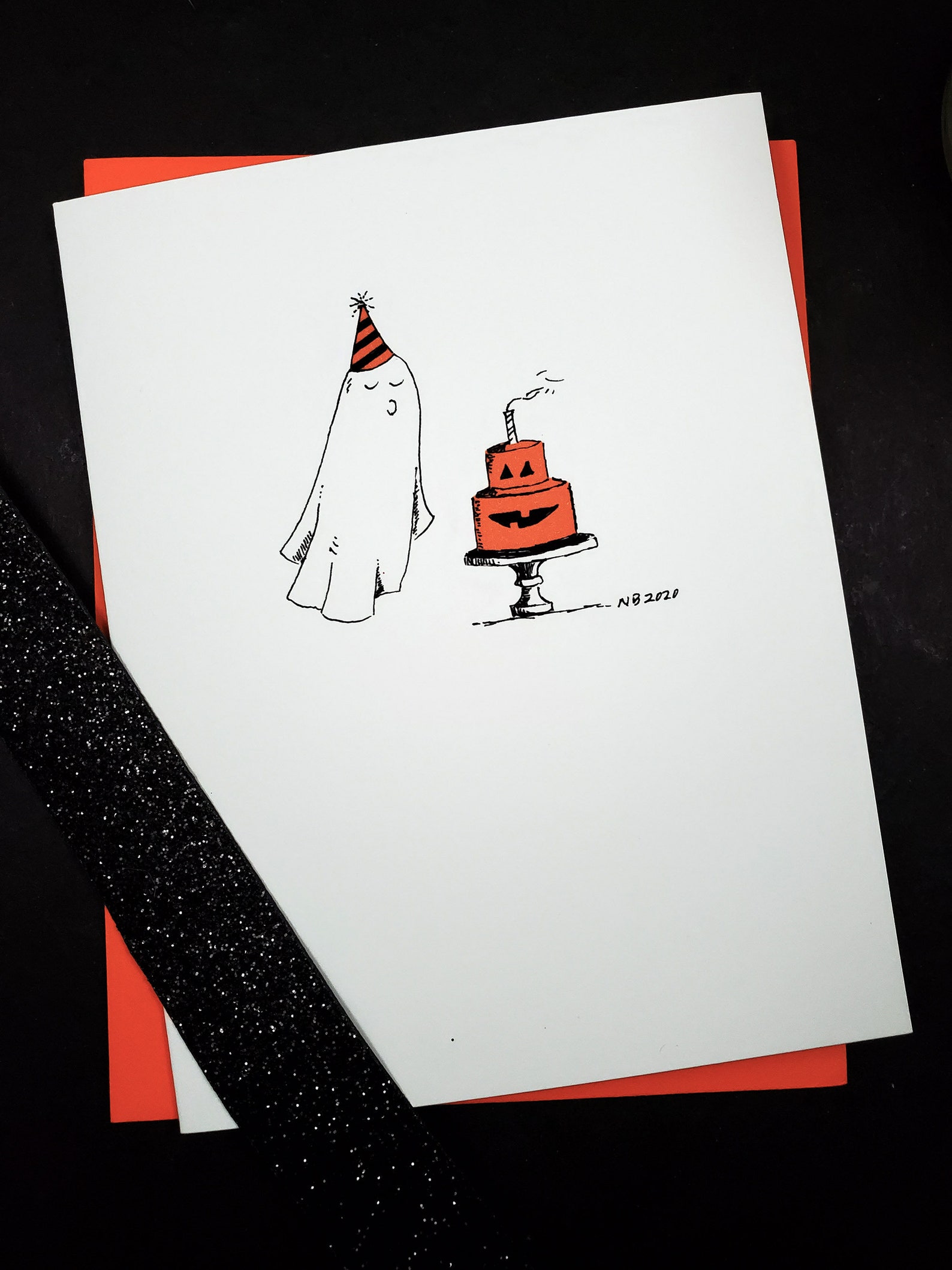 Ghost / Halloween / October Birthday Card - Etsy