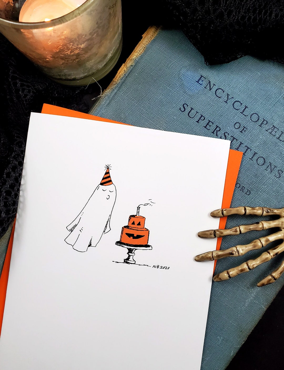 Ghost / Halloween / October Birthday Card - Etsy