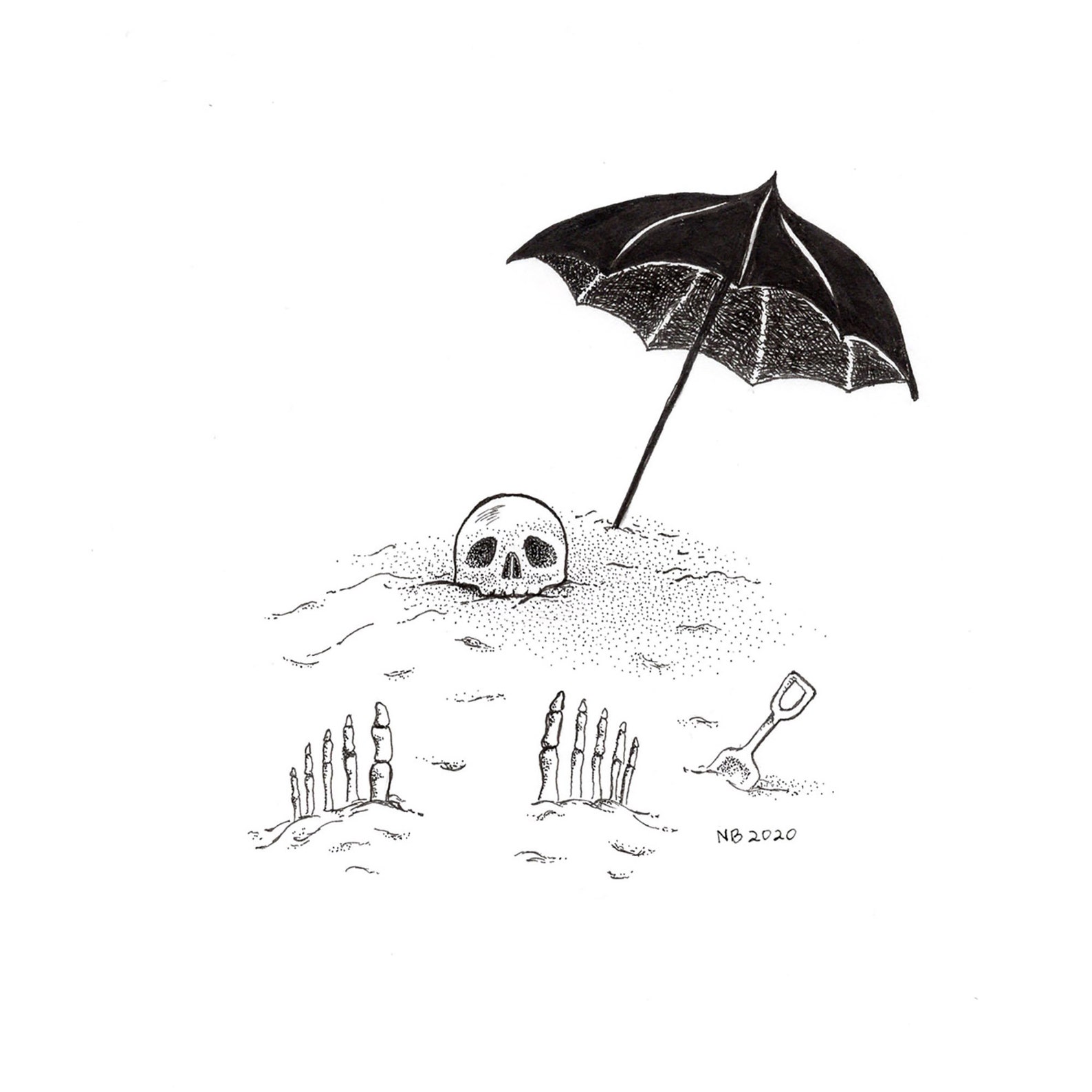 Skeleton Buried Under Sand Art Print unframed - Etsy
