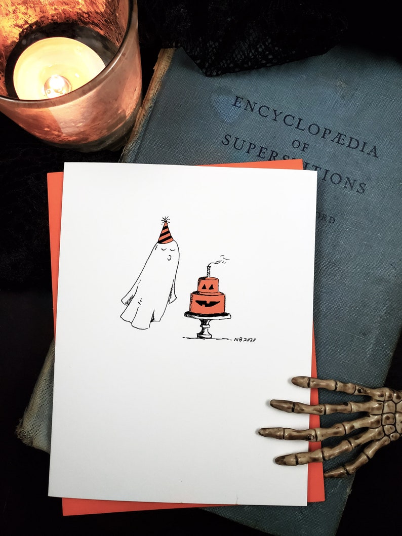 Ghost / Halloween / October Birthday Card - Etsy