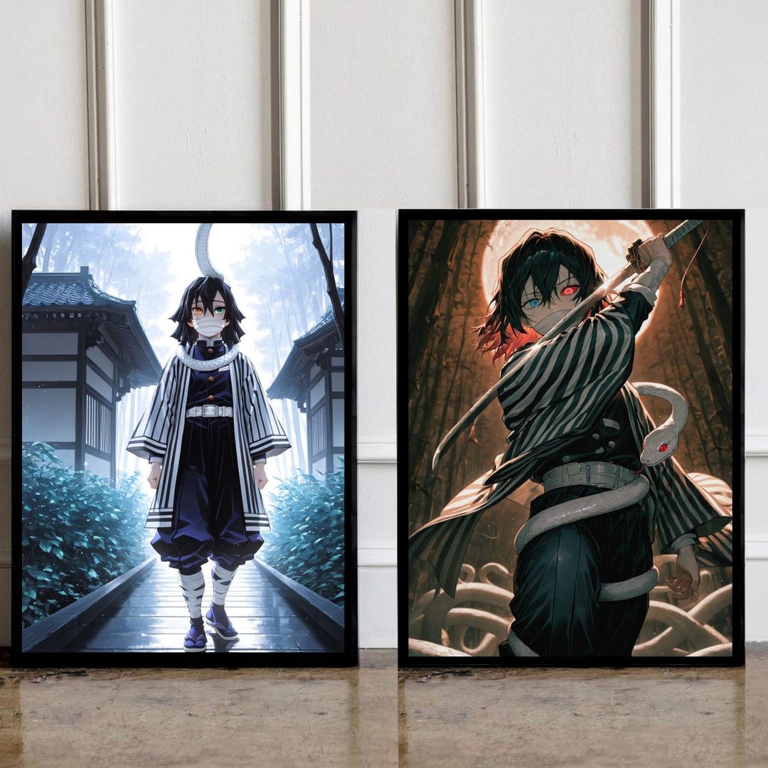 Set of 2 - Manga Poster - Iguro Obanai - Demon Slayer Wall Art Print - Etsy