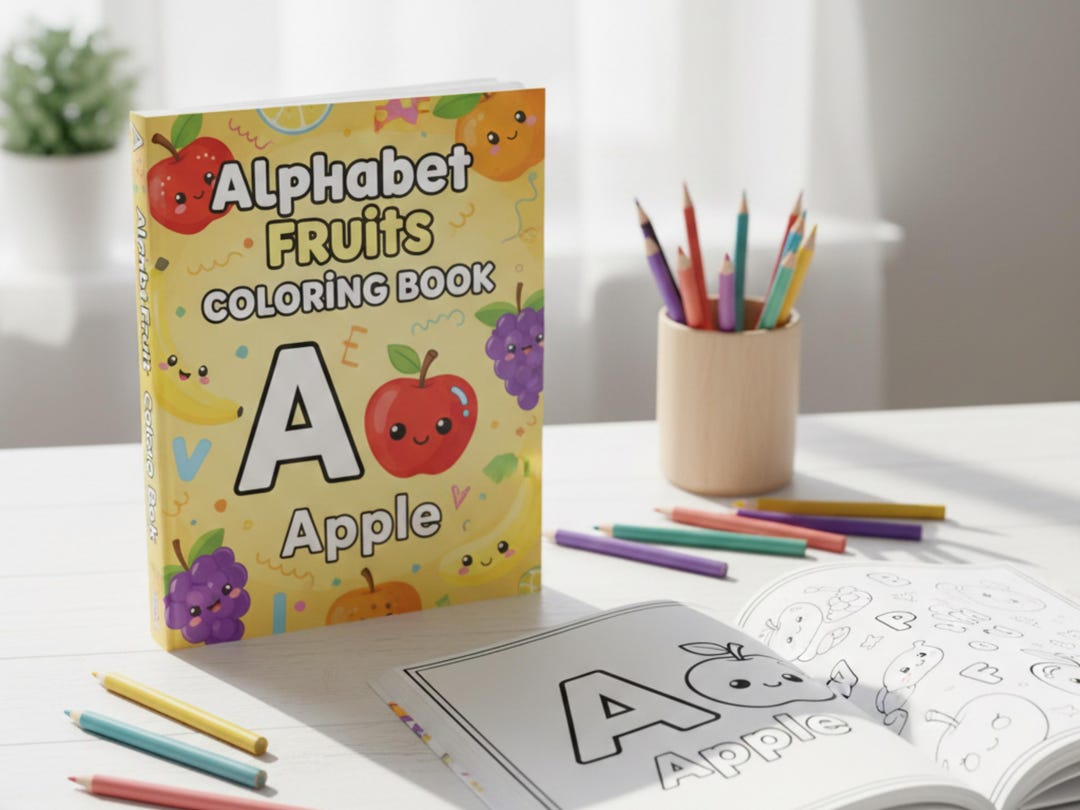 Alphabet Fruits Coloring Book for Kids | ABC Fruit Coloring Pages ...