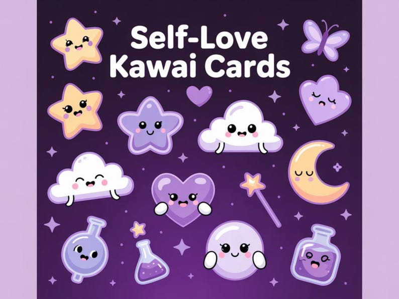Kawaii Badge Bundle, Purple, Motivational Stickers (digital Download ...