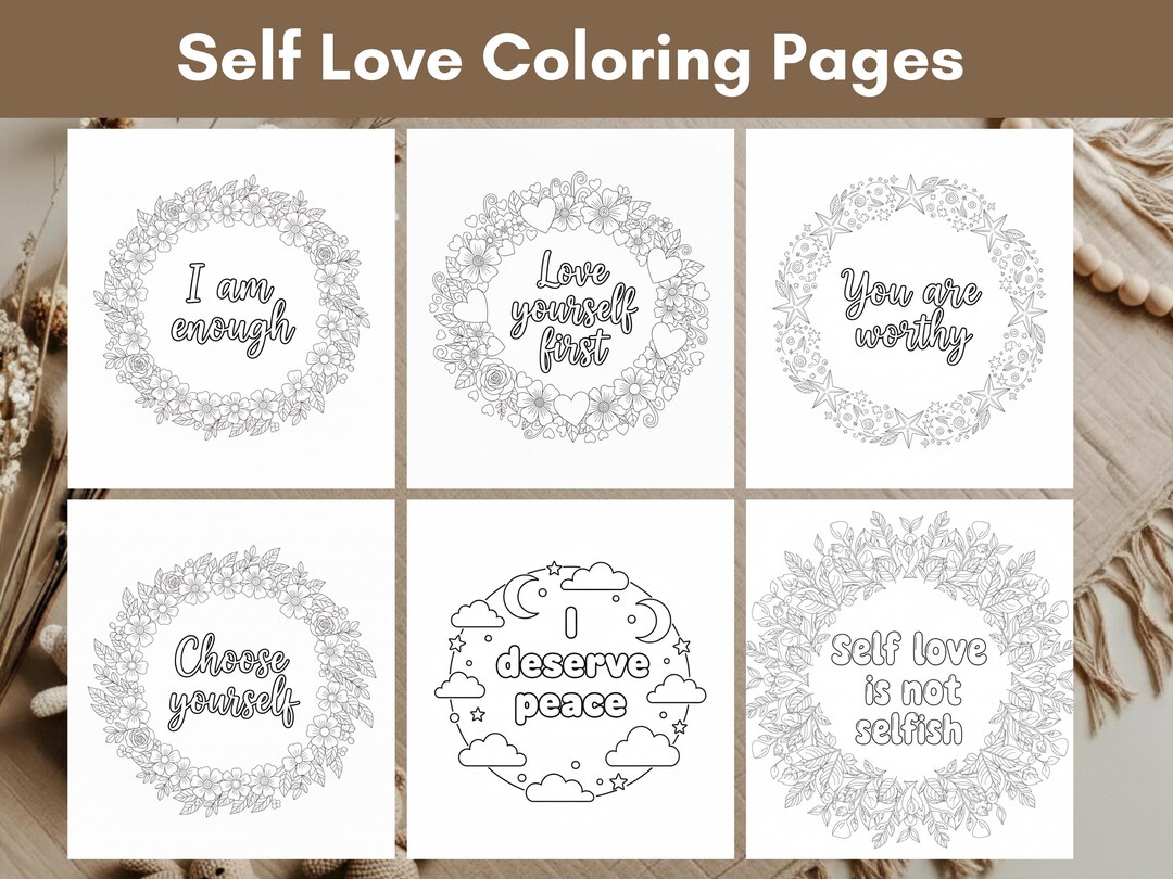 Self-love Coloring Pages for Adults | Inspirational Affirmation ...