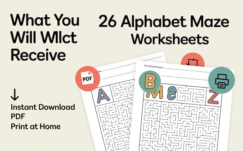 Alphabet Maze Worksheets for Kids A-Z | Superhero Learning Activity ...