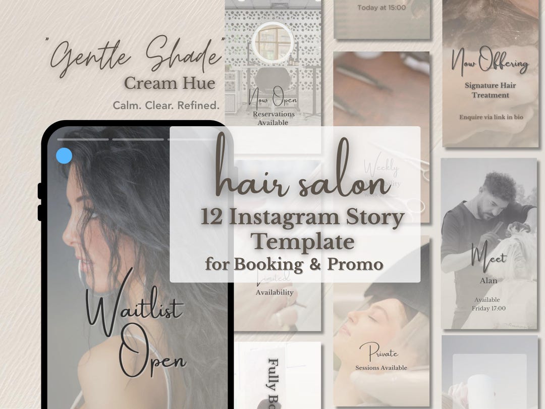 Hair Salon Story Templates, Cream Hue Canva Booking Promotion ...