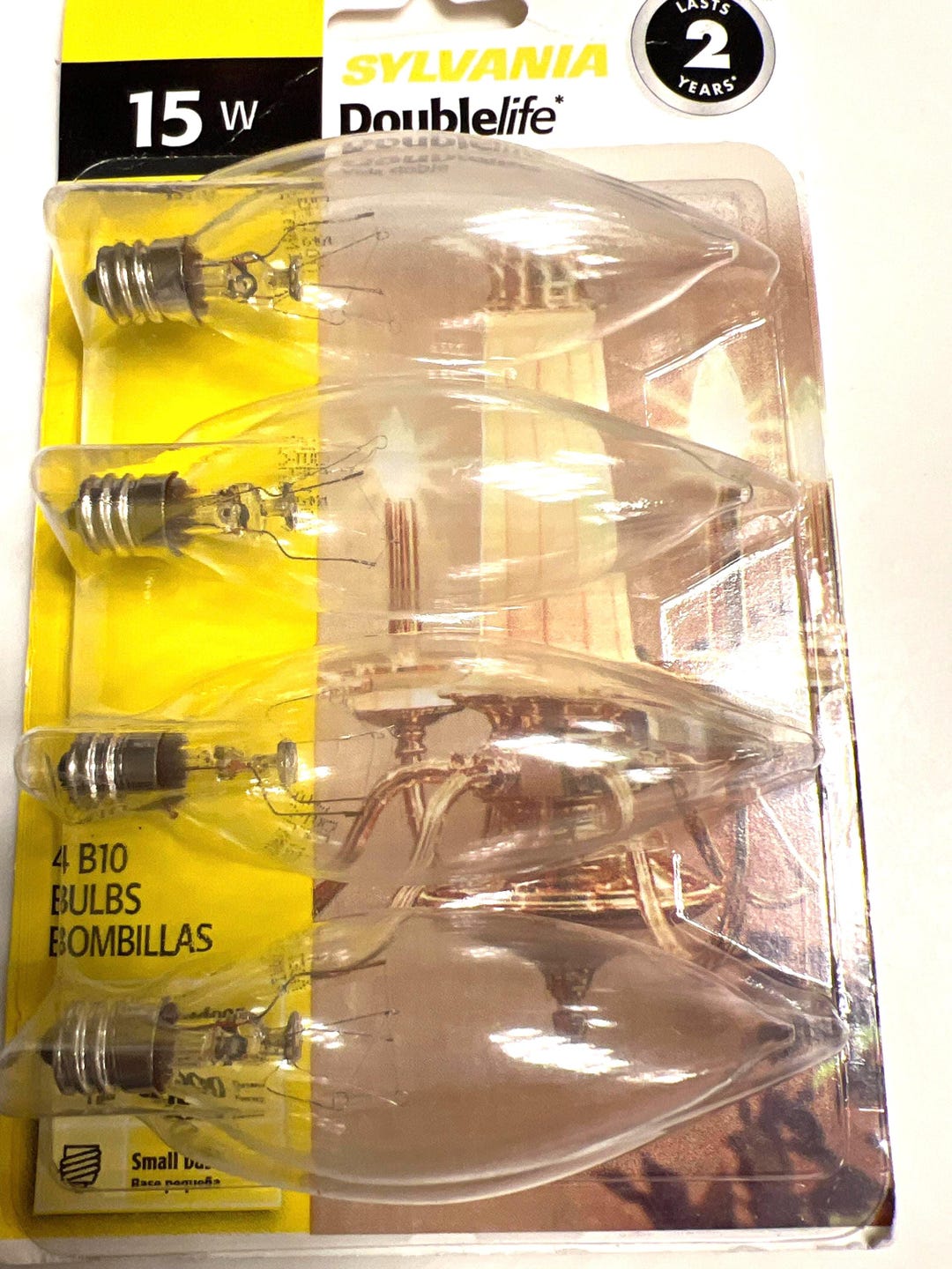 Sylvania 15w B10 Candelabra Bulbs, Double Life, Clear Glass (4 Pack) - Etsy