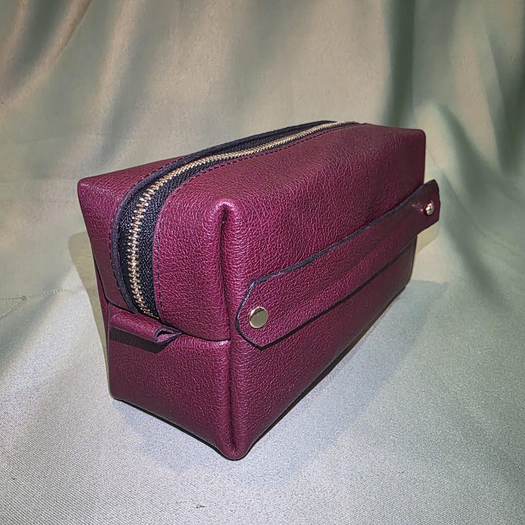 Leather Dopp Kit & Mens Clutch | Personalized Toiletry Bag | Pebbled or ...