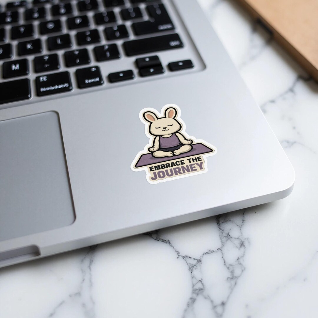 Meditating Bunny Vinyl Sticker, Embrace the Journey Design, Cute Yoga ...