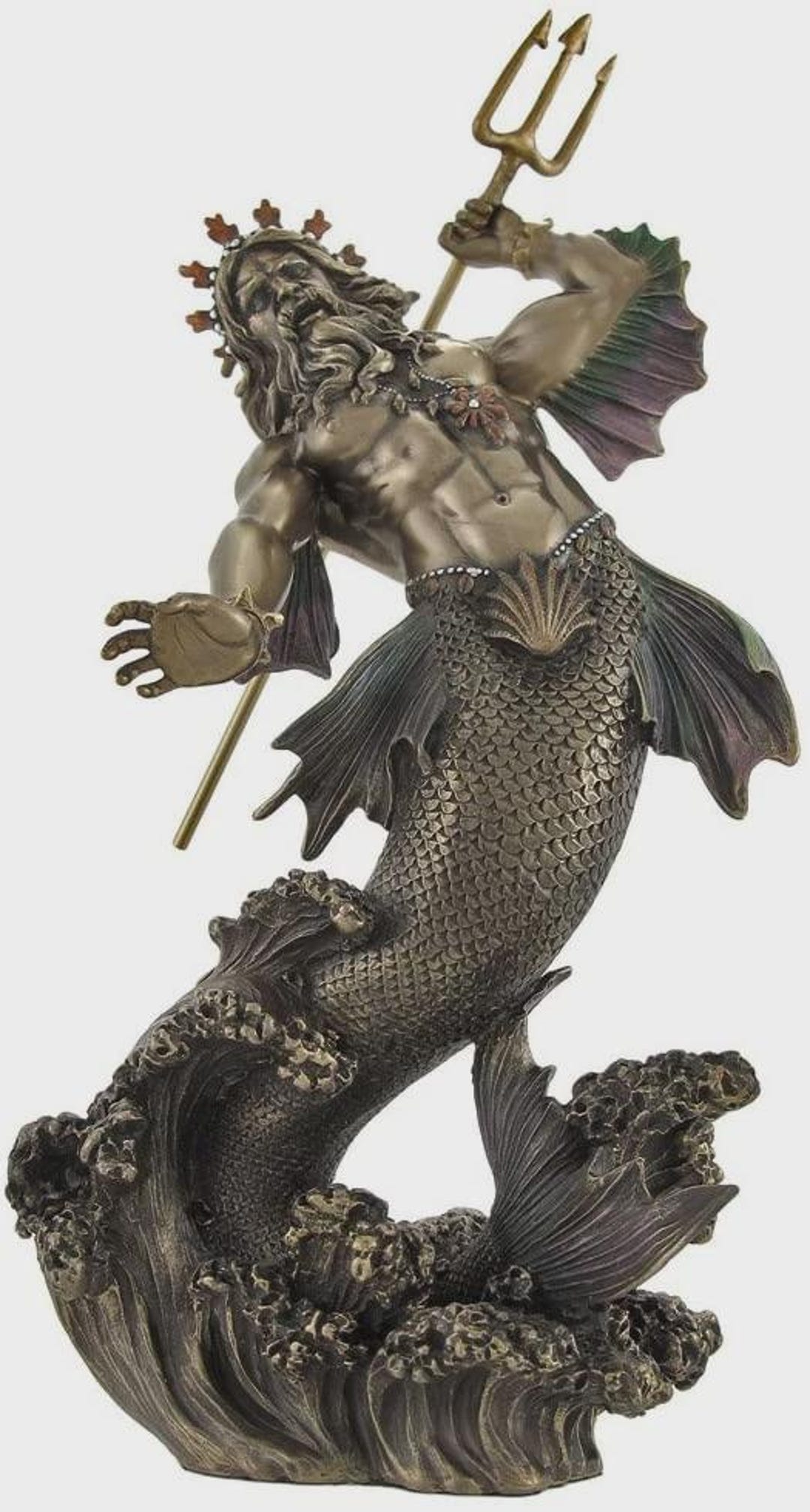 13" Poseidon God of Sea Throwing Trident Greek Mythology Statue Bronze ...