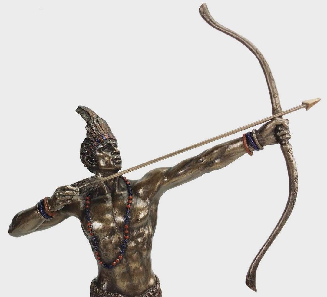 ORISHA Ochosi Oshosi Oxosi God of Hunting Yoruba African Statue Bronze ...