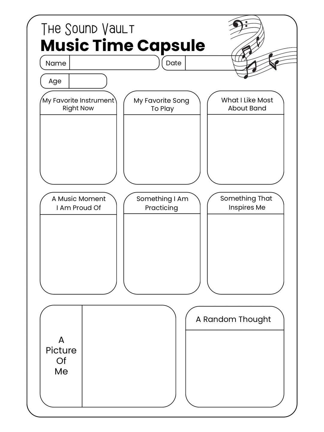 Music Time Capsule Printable | Musical Memory Worksheet | Fun ...