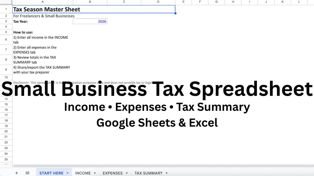 Small Business Tax Spreadsheet | Freelancer Income and Expense Tracker ...