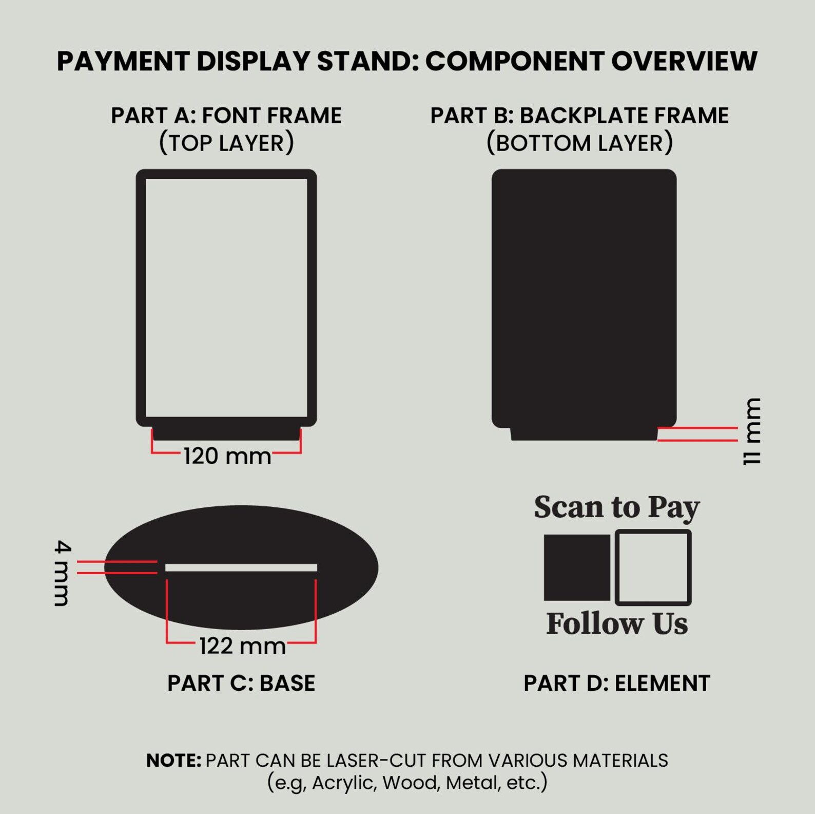 Scan to Pay Sign SVG | Dual QR Code Display Stand | DIY Social Media ...