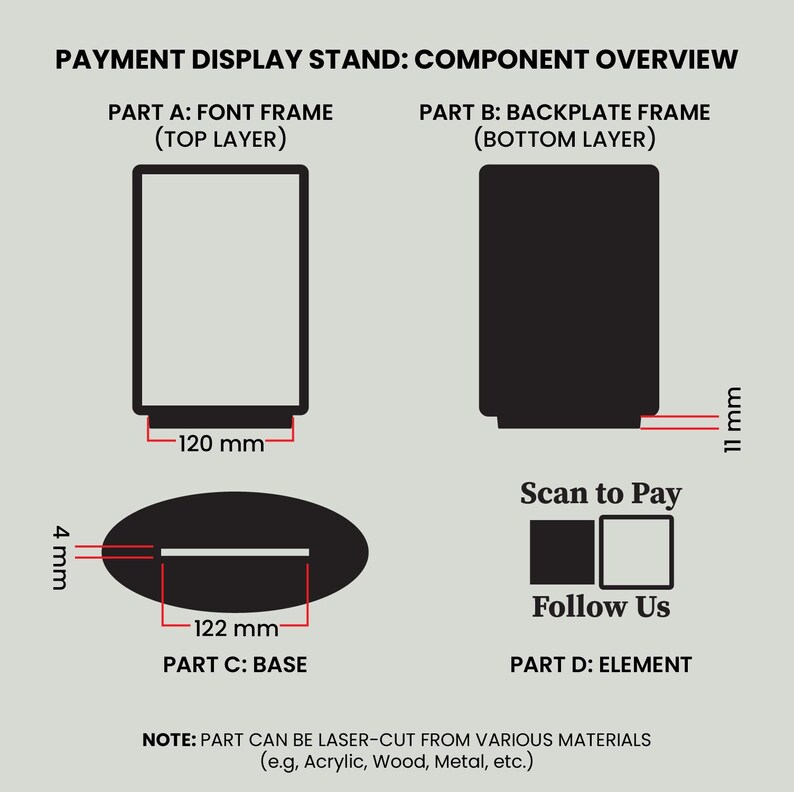 Scan to Pay Sign SVG | Dual QR Code Display Stand | DIY Social Media ...