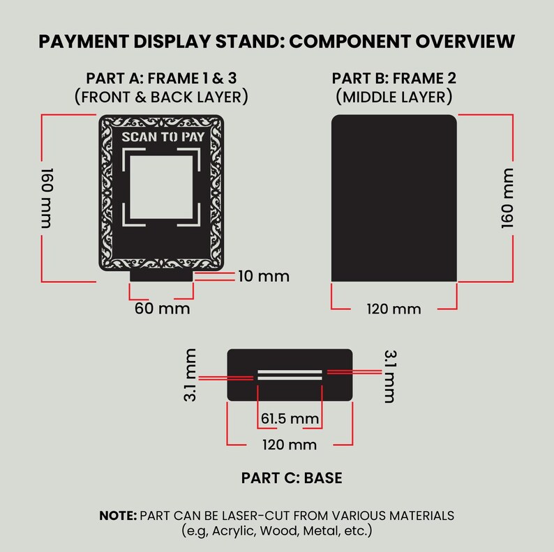 Scan to Pay Sign SVG | QR Code Display Stand | DIY Social Media Sign ...