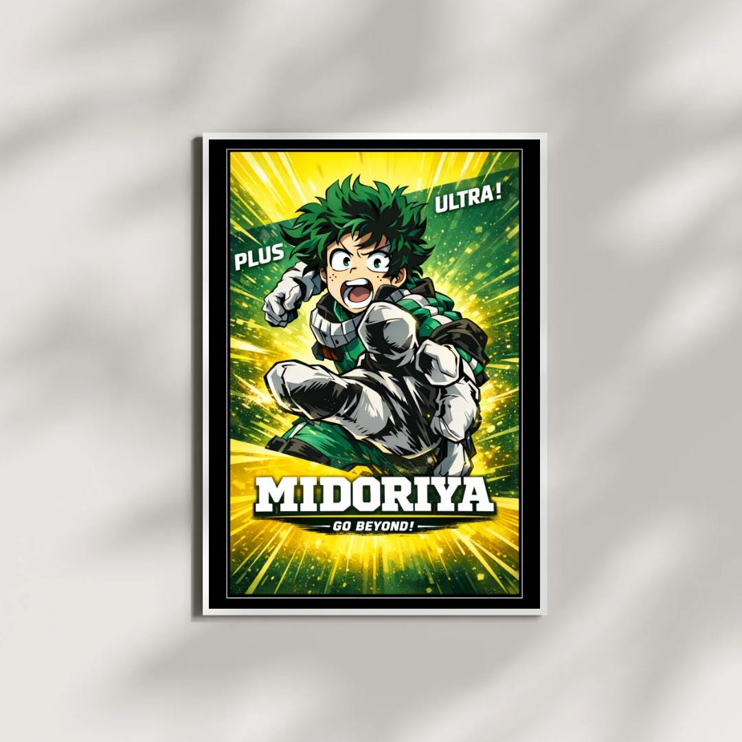 Midoriya Poster | My Hero Academia Wall Art | Minimalist Anime Print ...