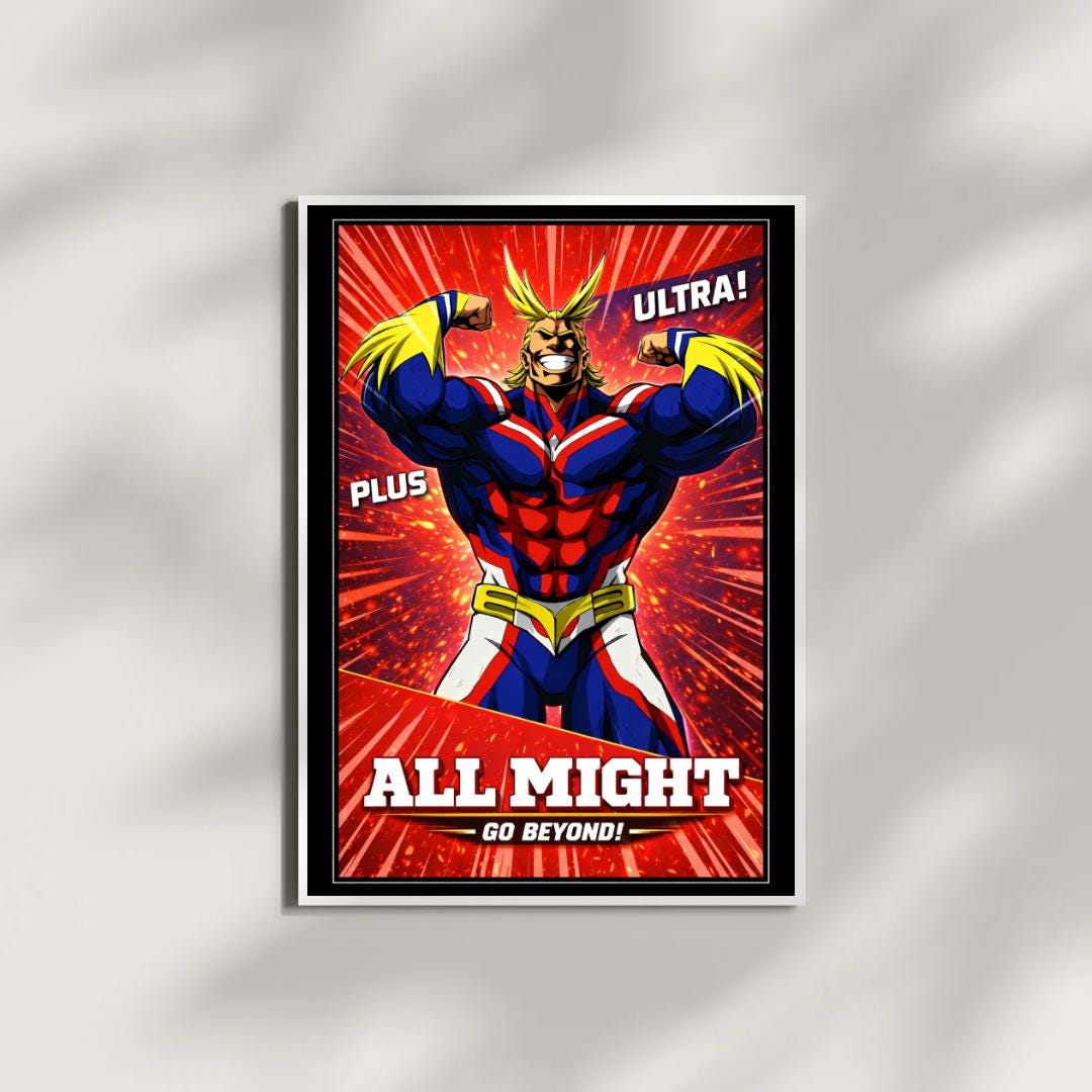 All Might Poster | My Hero Academia Wall Art | Minimalist Anime Print ...