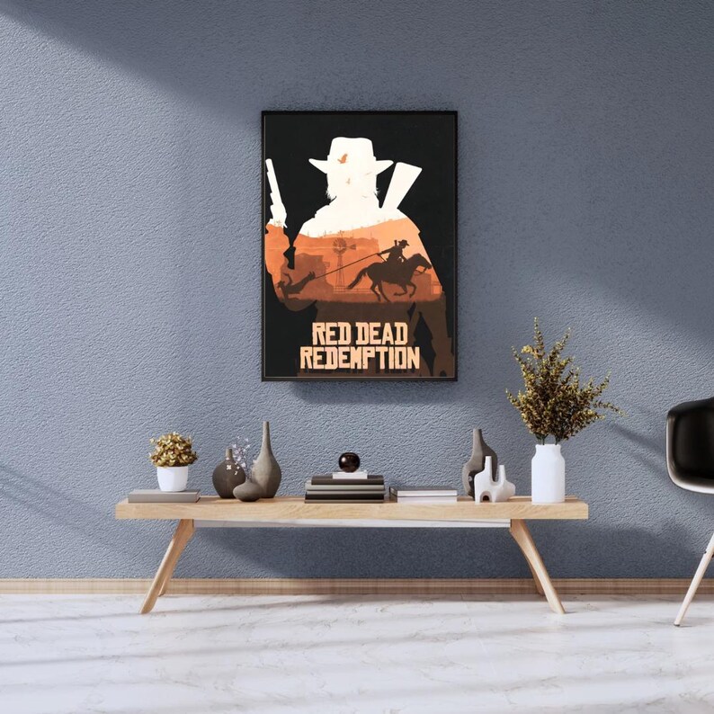 Red Dead Redemption Poster | Western Game Wall Art | Minimalist Cowboy ...