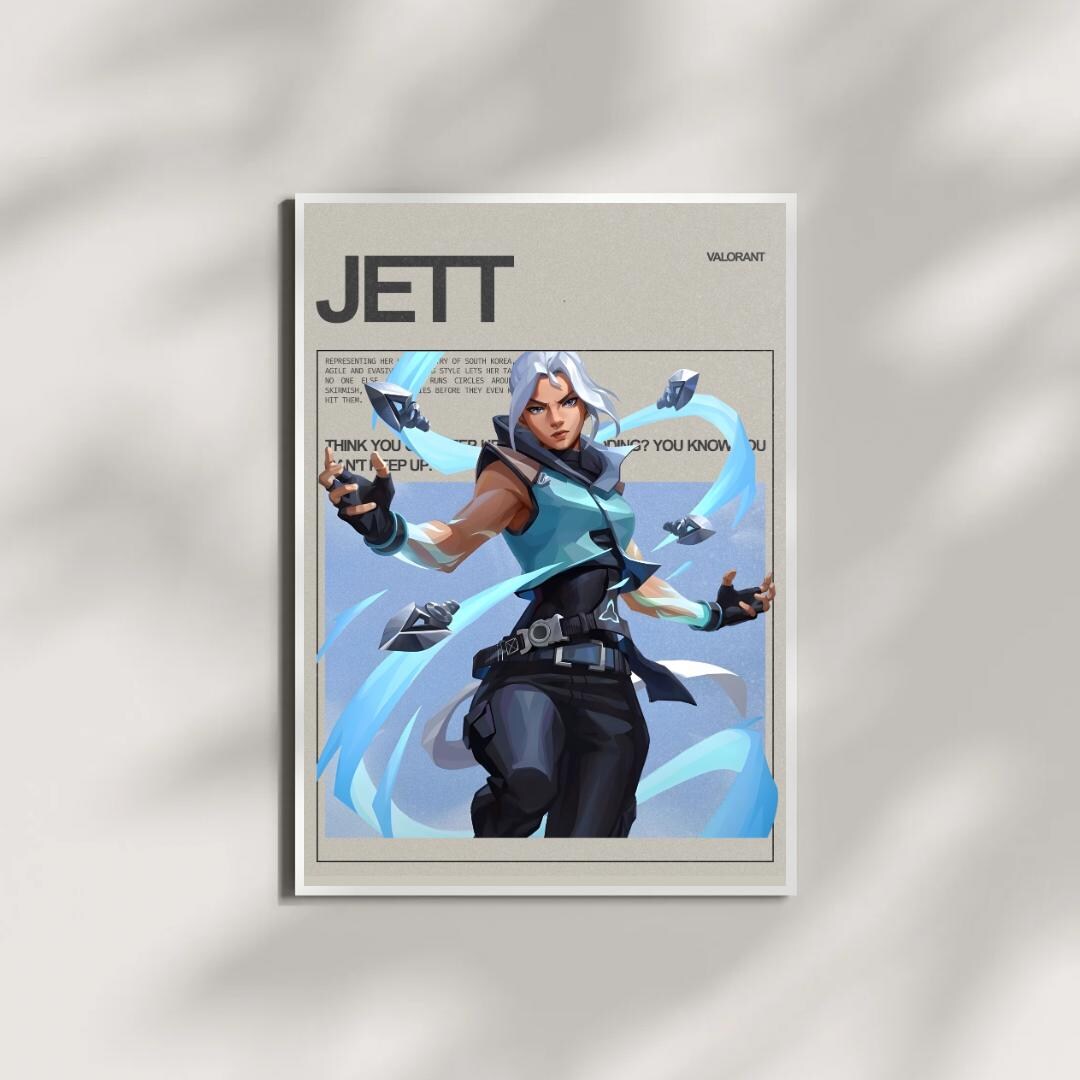 Jett Poster | Valorant Wall Art | Minimalist Video Game Print | FPS ...