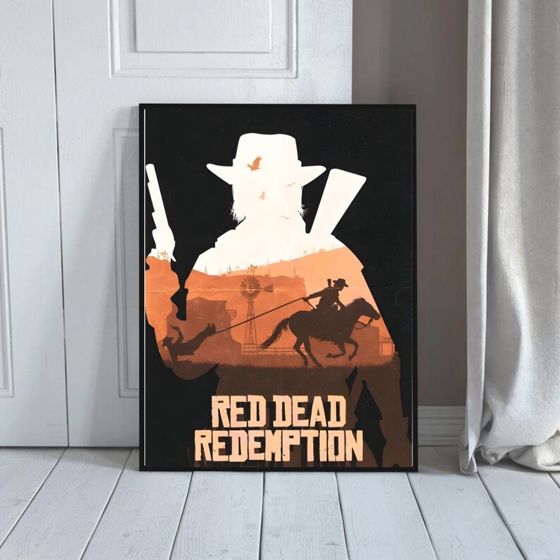 Red Dead Redemption Poster | Western Game Wall Art | Minimalist Cowboy ...