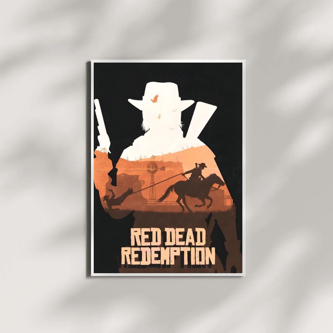 Red Dead Redemption Poster | Western Game Wall Art | Minimalist Cowboy ...