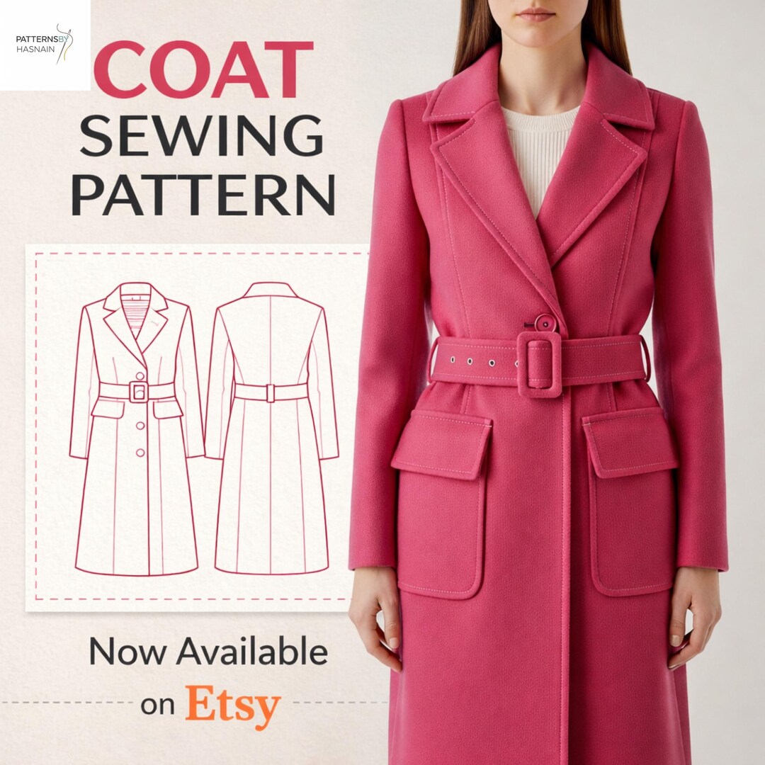 Half Coat Sewing Pattern PDF - Women's Easy Sew Jacket Digital Download ...