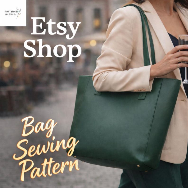 Vintage Tote Bag Sewing Pattern Beginner DIY Handbag With Size Chart ...