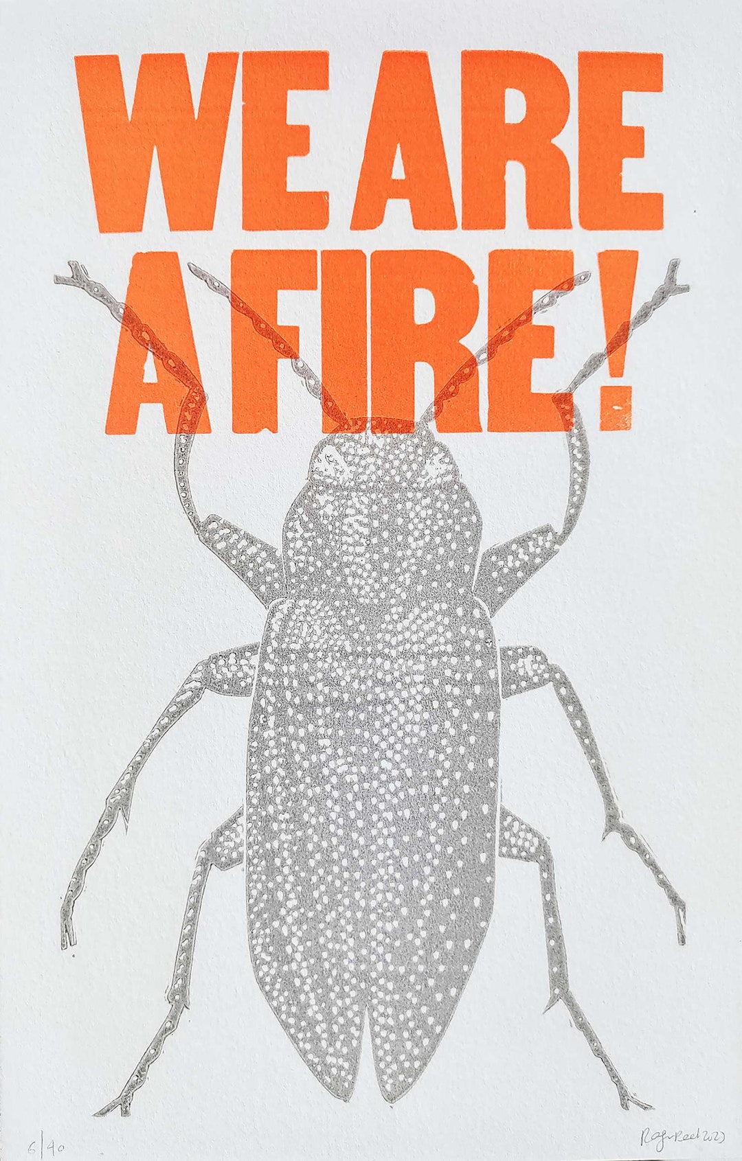 We Are A Fire! Linocut Blockprint With Wood Type and Charcoal Ink - Etsy