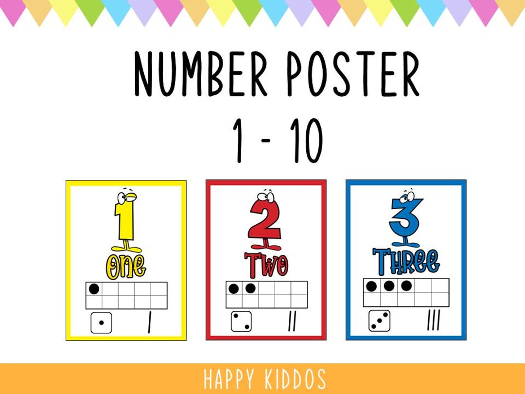 Kindergarten Number Poster Printable Preschool Classroom Number Chart ...