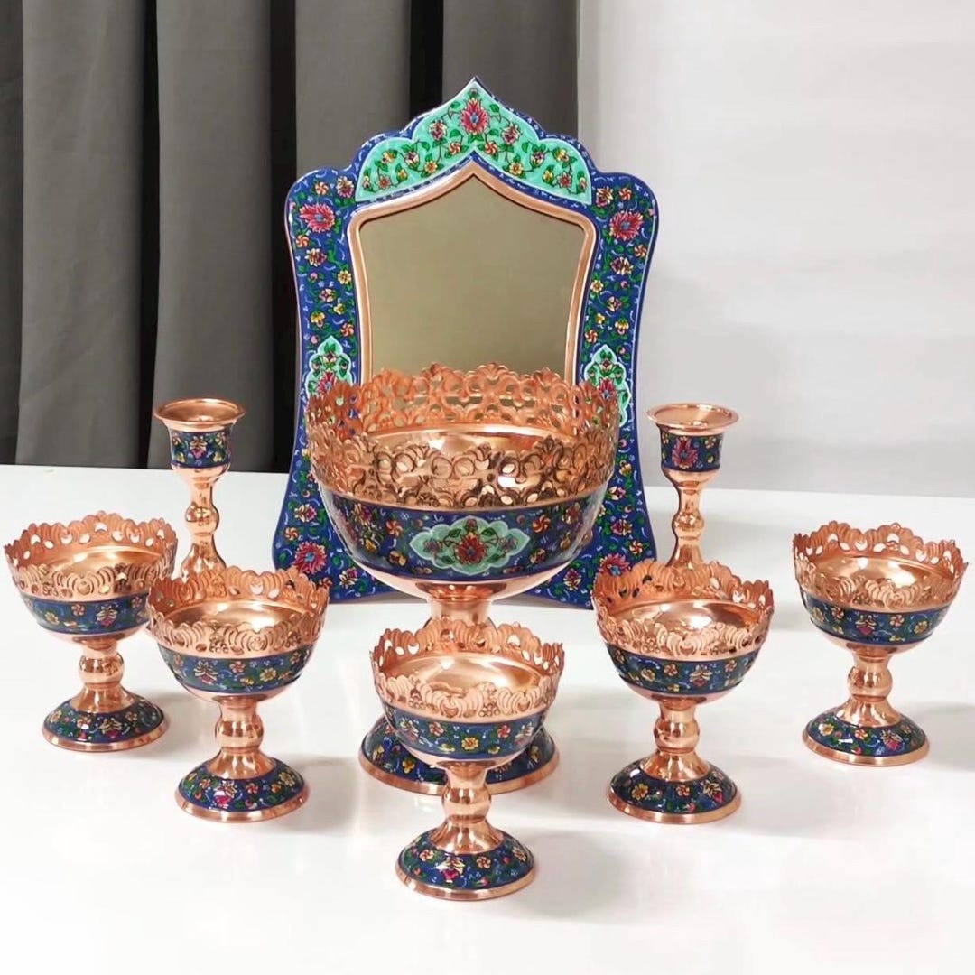 Hand Painted Haft Sin Set on Genuine Copper - Luxury Nowruz Decor ...