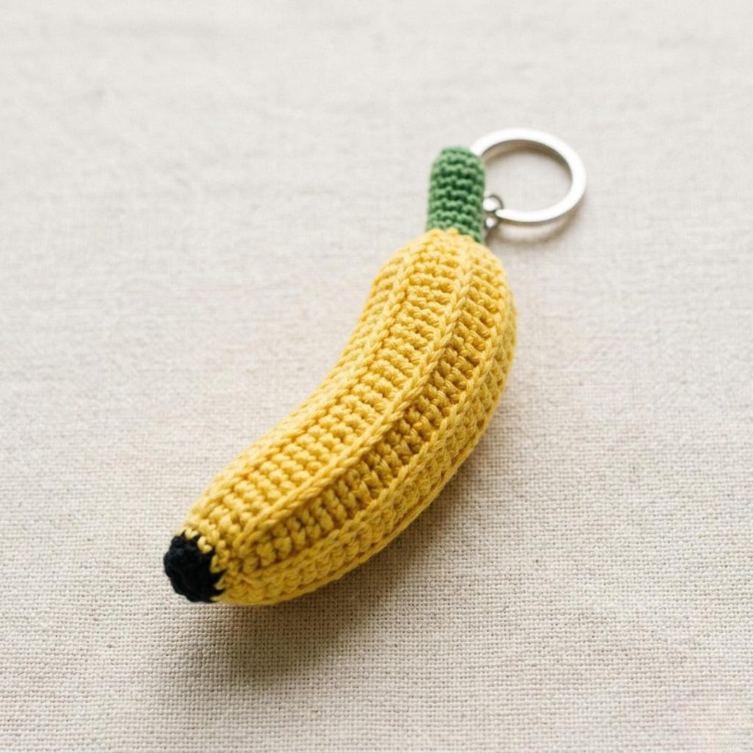 Crochet Banana Keychain Pattern (PDF), Amigurumi Fruit Bag Charm ...
