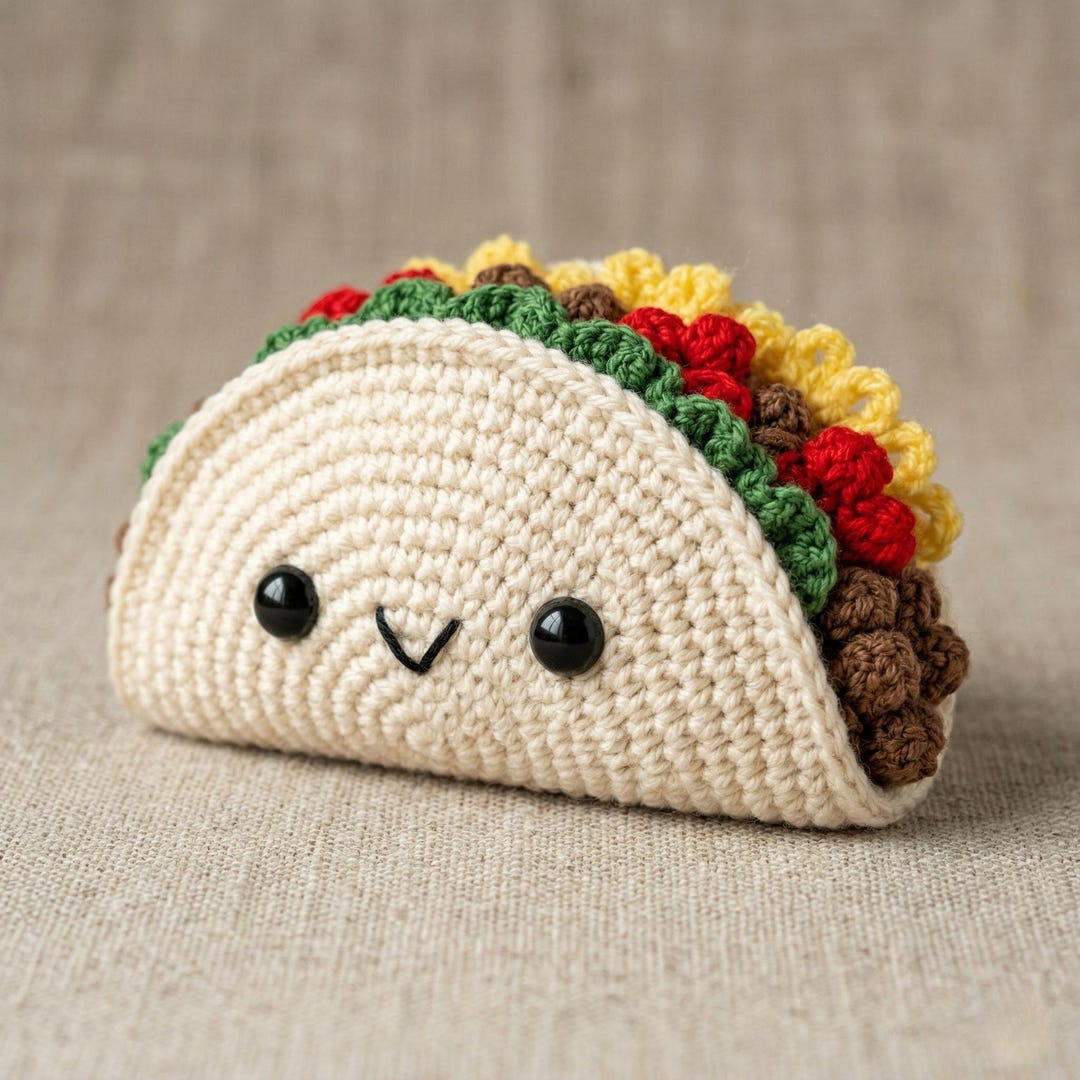 Crochet Taco Amigurumi Pattern | Kawaii Mini Food Plush Keychain DIY ...