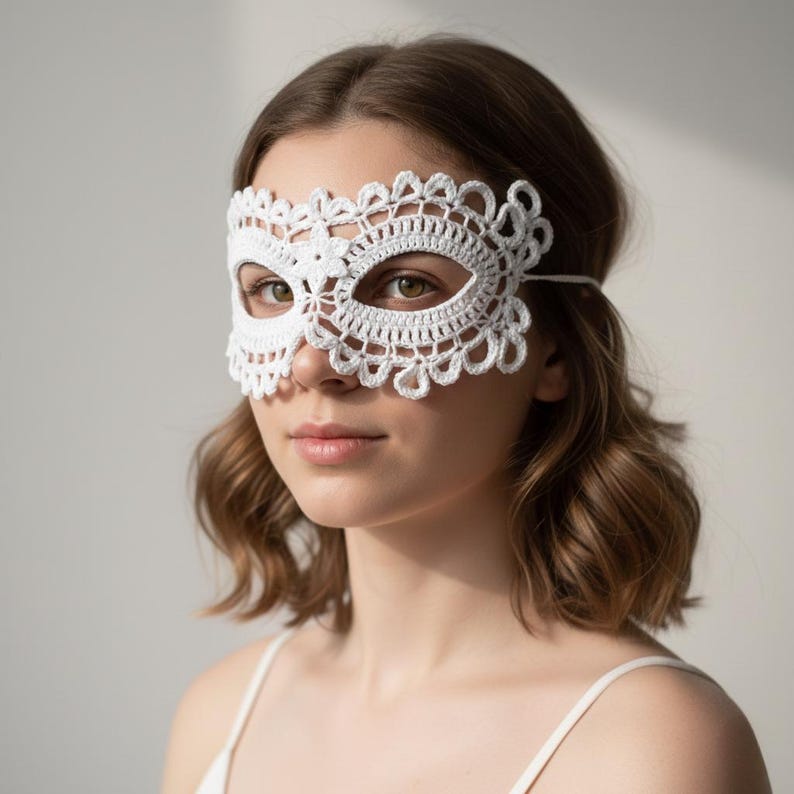 Crochet Masquerade Mask – Elegant Lace Venetian Mask (PDF, US Terms) - Etsy