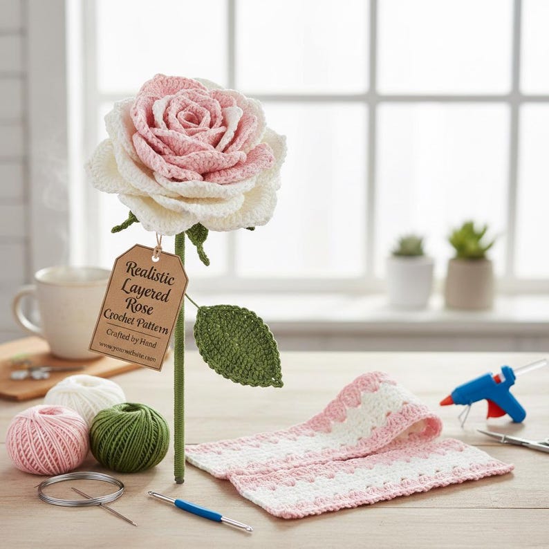 Realistic Crochet Rose Pattern | Layered Petals, Valentine's Day Gift ...