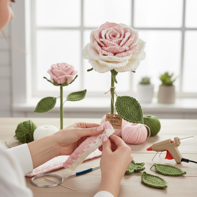 Realistic Crochet Rose Pattern | Layered Petals, Valentine's Day Gift ...