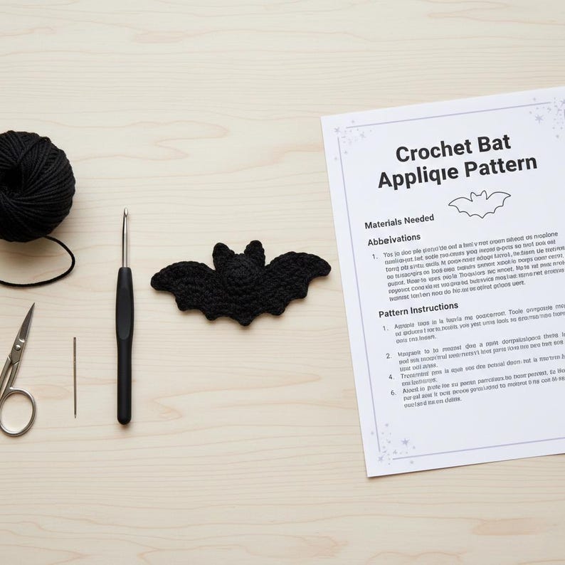 Crochet Bat Applique Pattern, Easy Halloween Motif (PDF Pattern) - Etsy