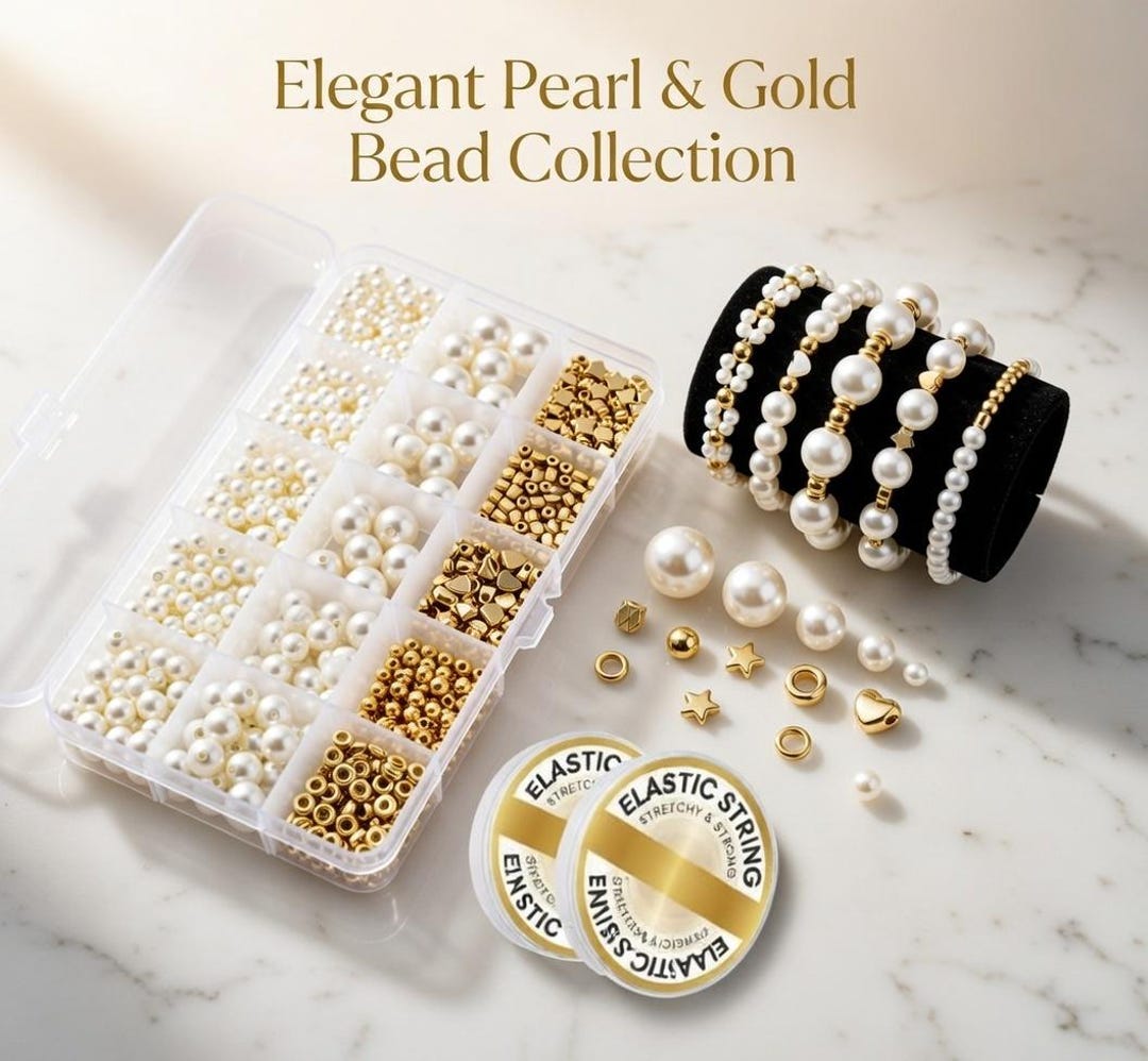 720PCS Pearl Beads Bracelet Making Kit With Gold Beads for DIY Jewelry ...